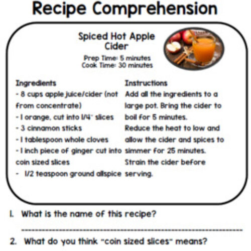 Life Skills - Cooking - Recipes - Recipe Worksheets - WHOLE YEAR BUNDLE ...