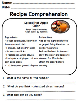 Life Skills - Cooking - Recipes - Recipe Worksheets - WHOLE YEAR BUNDLE ...