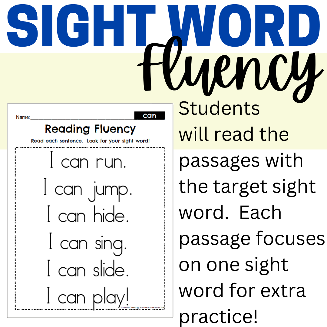 Preprimer Sight Word Fluency Passages - Classful