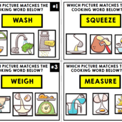 Life Skills - Cooking Vocabulary - Task Cards - Recipe - Food Prep ...