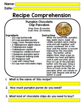 Life Skills - Fall Recipes - Special Education - Reading - GOOGLE ...