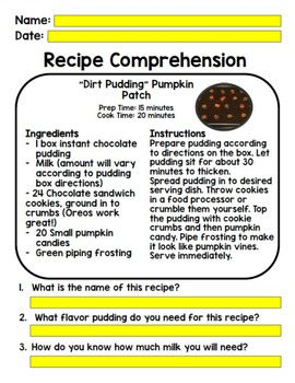 Life Skills - Fall Recipes - Special Education - Reading - GOOGLE ...