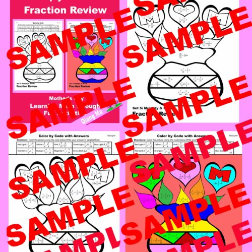 Mother's Day Color by Code- Multiply and Divide Fractions 5 in 1 - Classful
