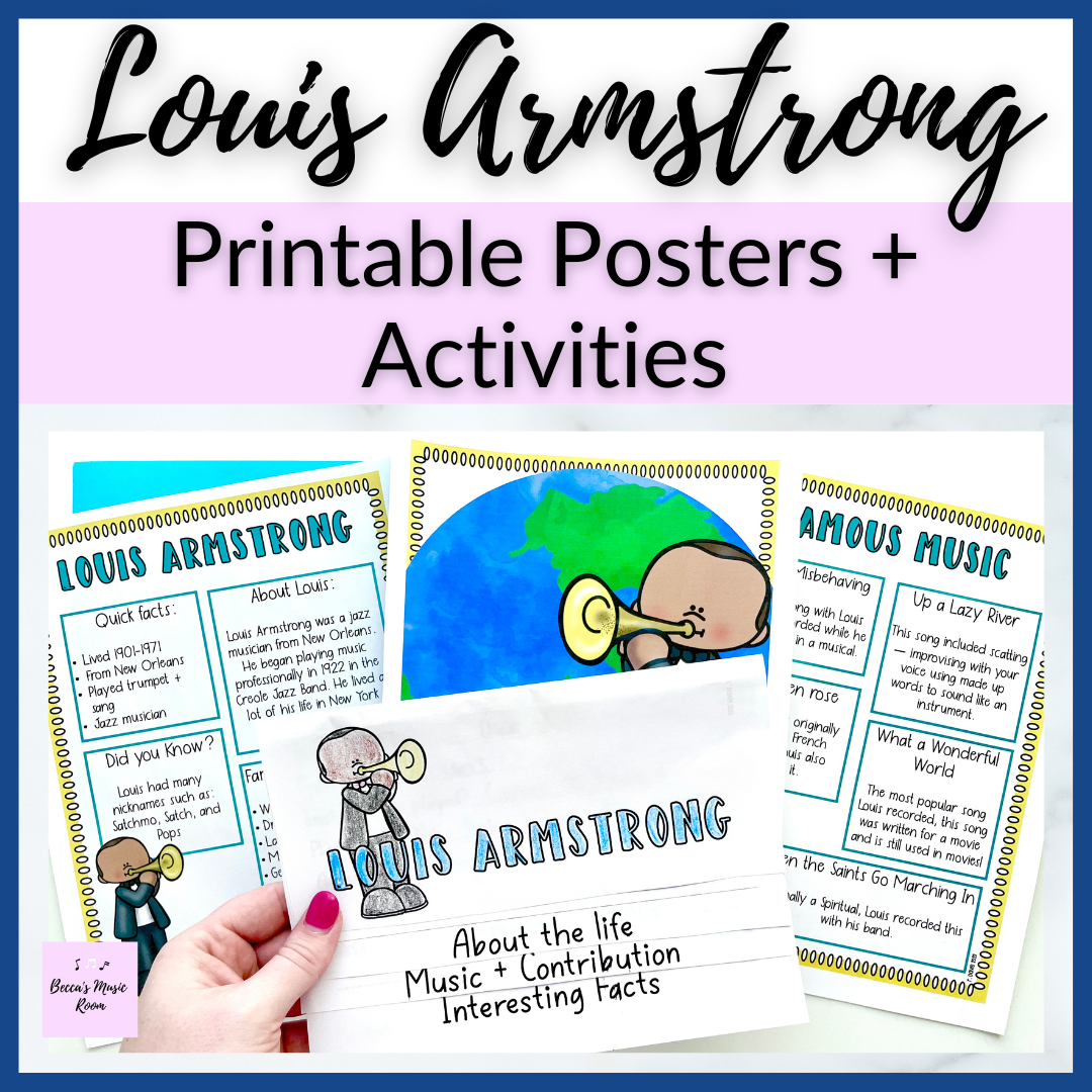 Louis Armstrong Printable Activities, Posters, Bulletin Board Set about ...
