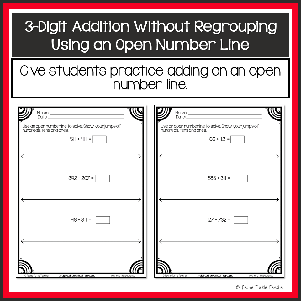 3-Digit Addition without Regrouping Using an Open Number Line - Classful