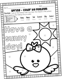 Spring Color by Feeling Worksheets - Classful