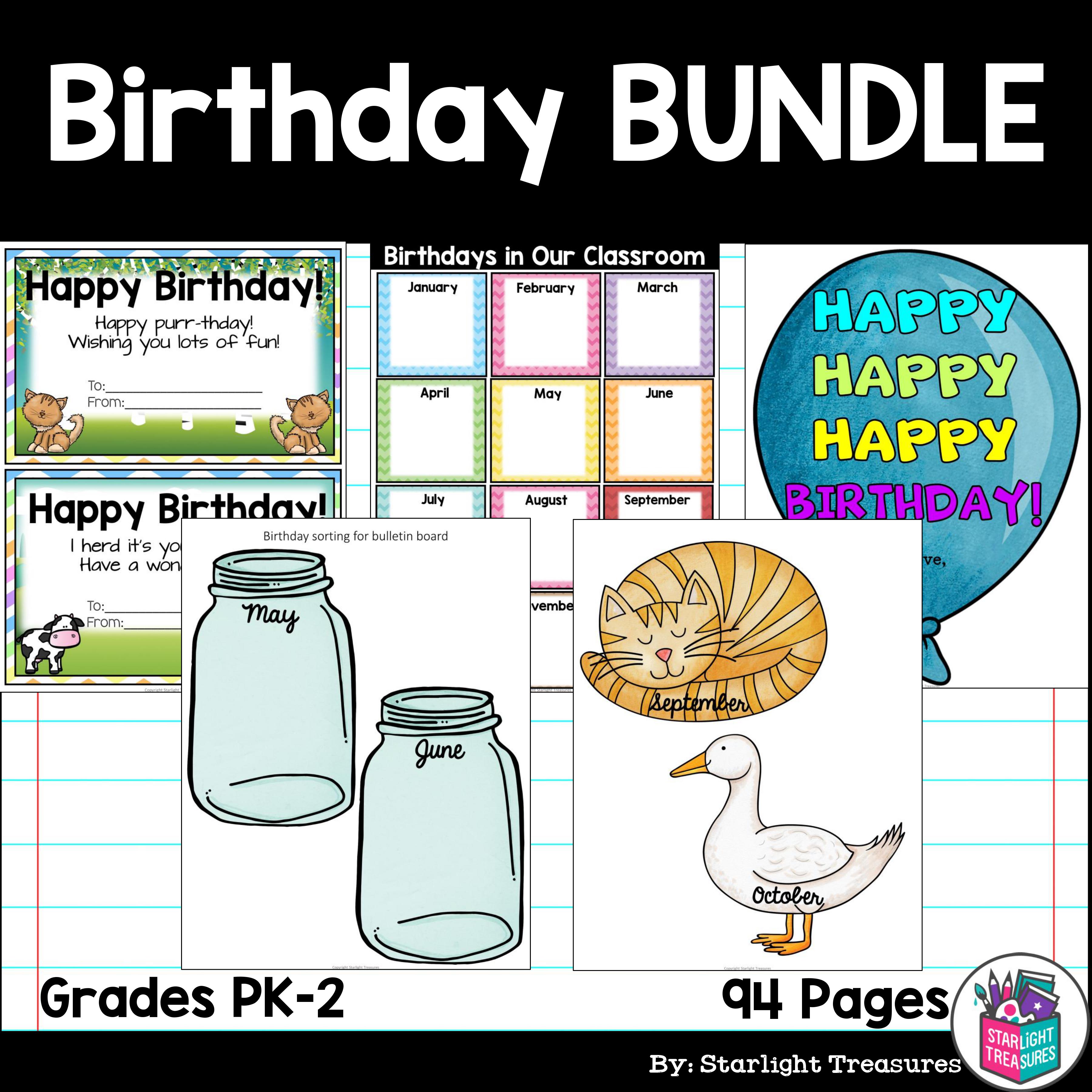 Birthdays in the Classroom Kit- Birthday Cards, Bulletin Board Kits ...