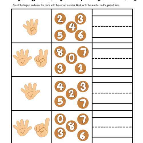 Finger Counting and Number Writing Worksheet - Classful