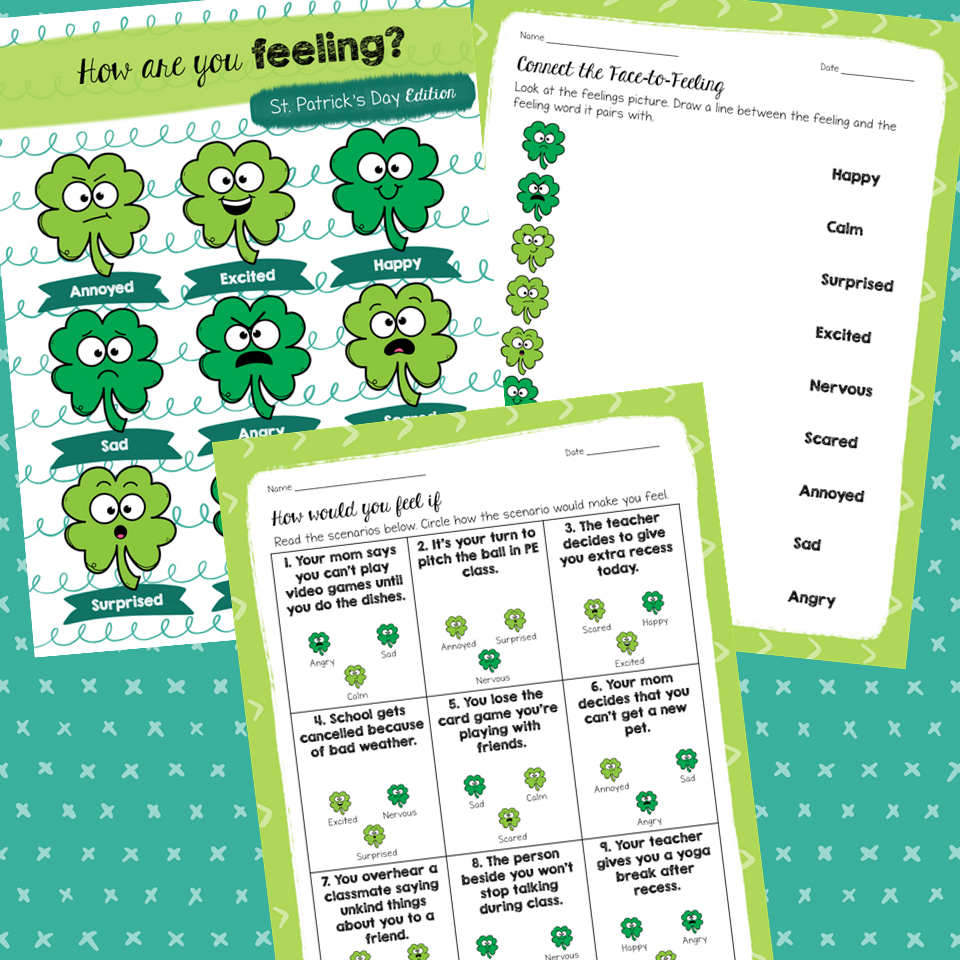 St. Patrick's Day Emotions Activities, Games, Worksheets - Classful