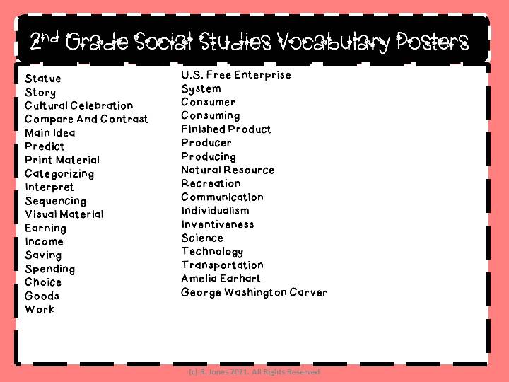 Word Wall Vocabulary Posters for Social Studies | 2nd Grade | 153 Words ...