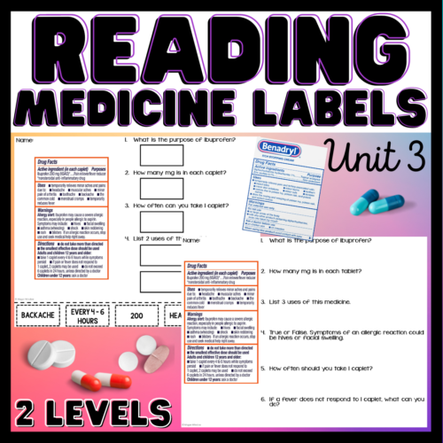 Reading Medicine Labels - Unit 3 - Functional Reading - Life Skills ...