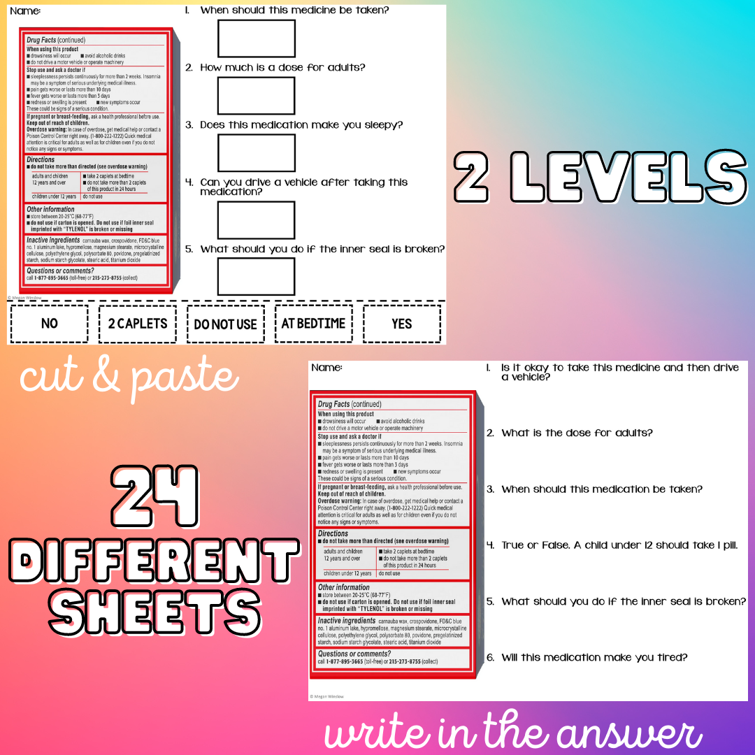 Reading Medicine Labels - Unit 3 - Functional Reading - Life Skills ...