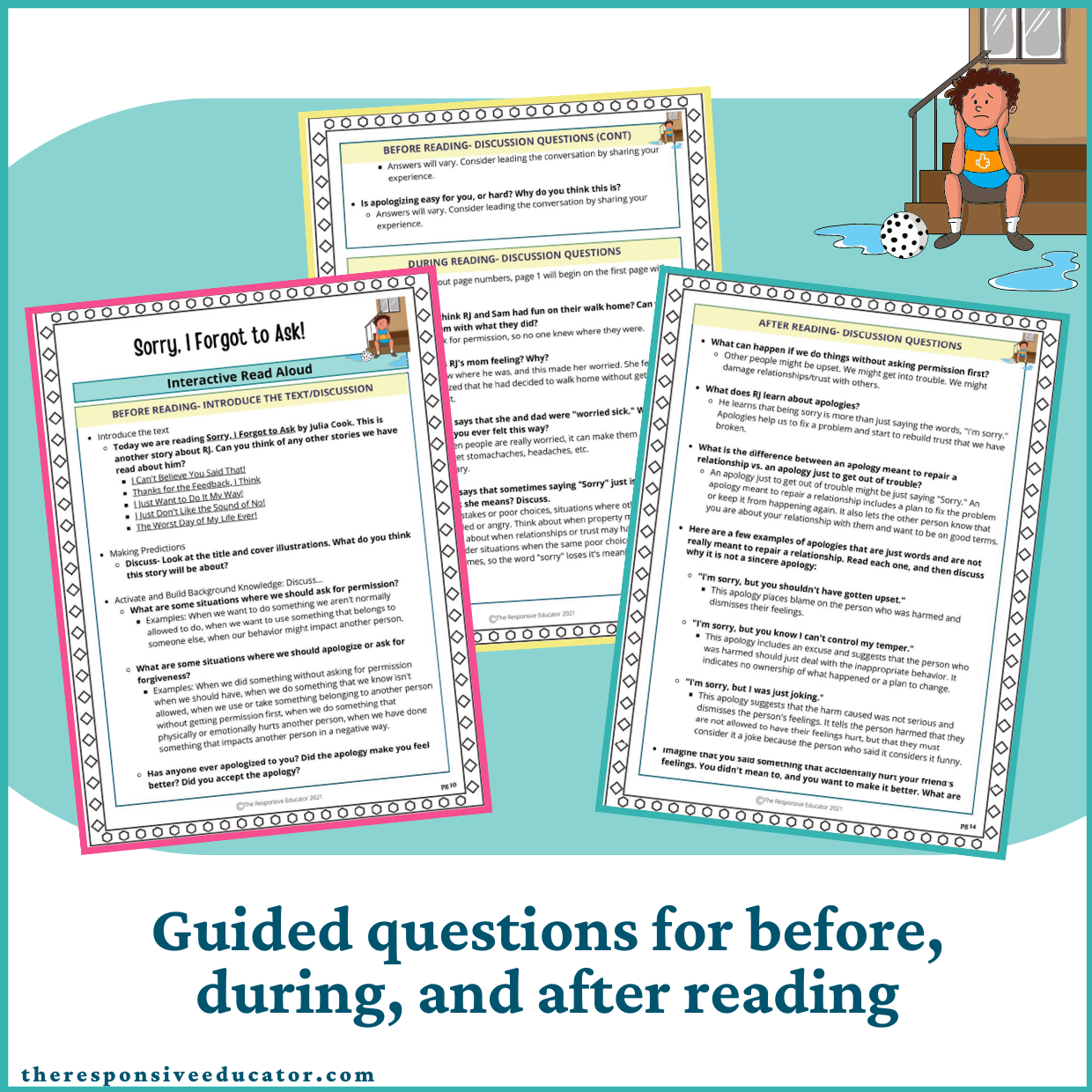 Sorry, I Forgot to Ask! Interactive Read Aloud Book Companion ELA SEL ...