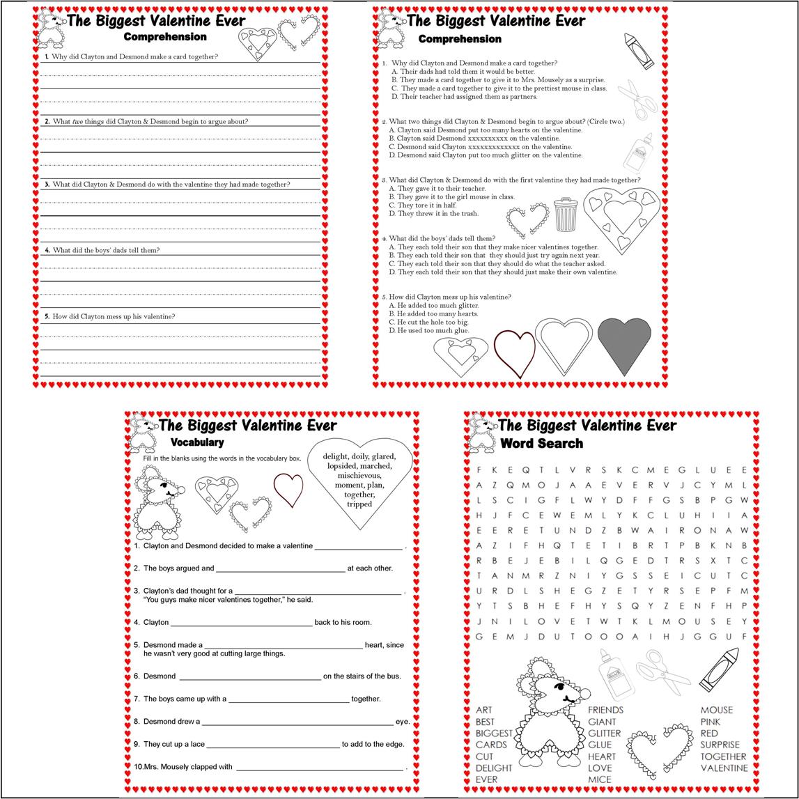 The Biggest Valentine Ever Book Study Companion Reading Comprehension ...