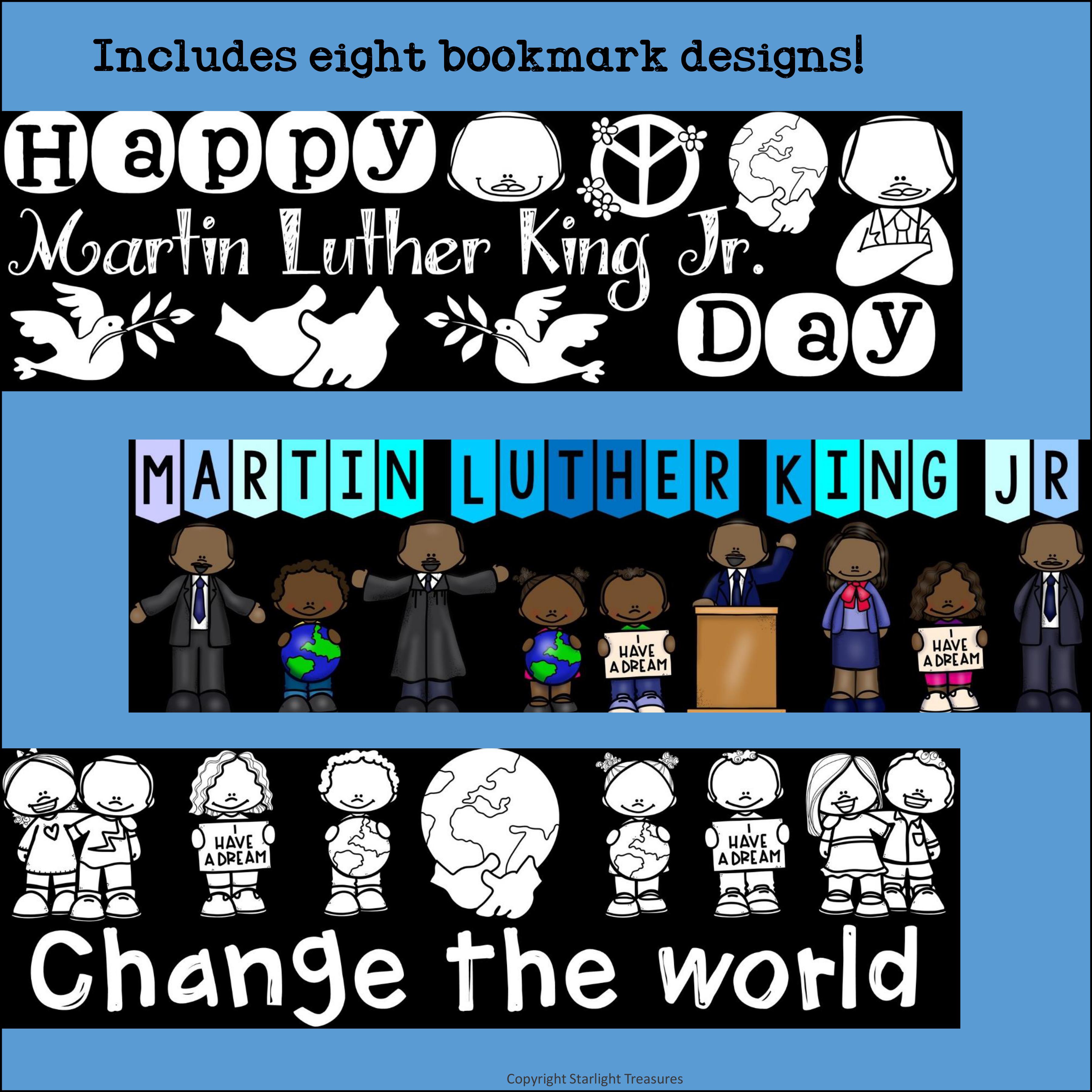 Martin Luther King Jr. Day Cut n' Color Bookmarks- Black and White ...