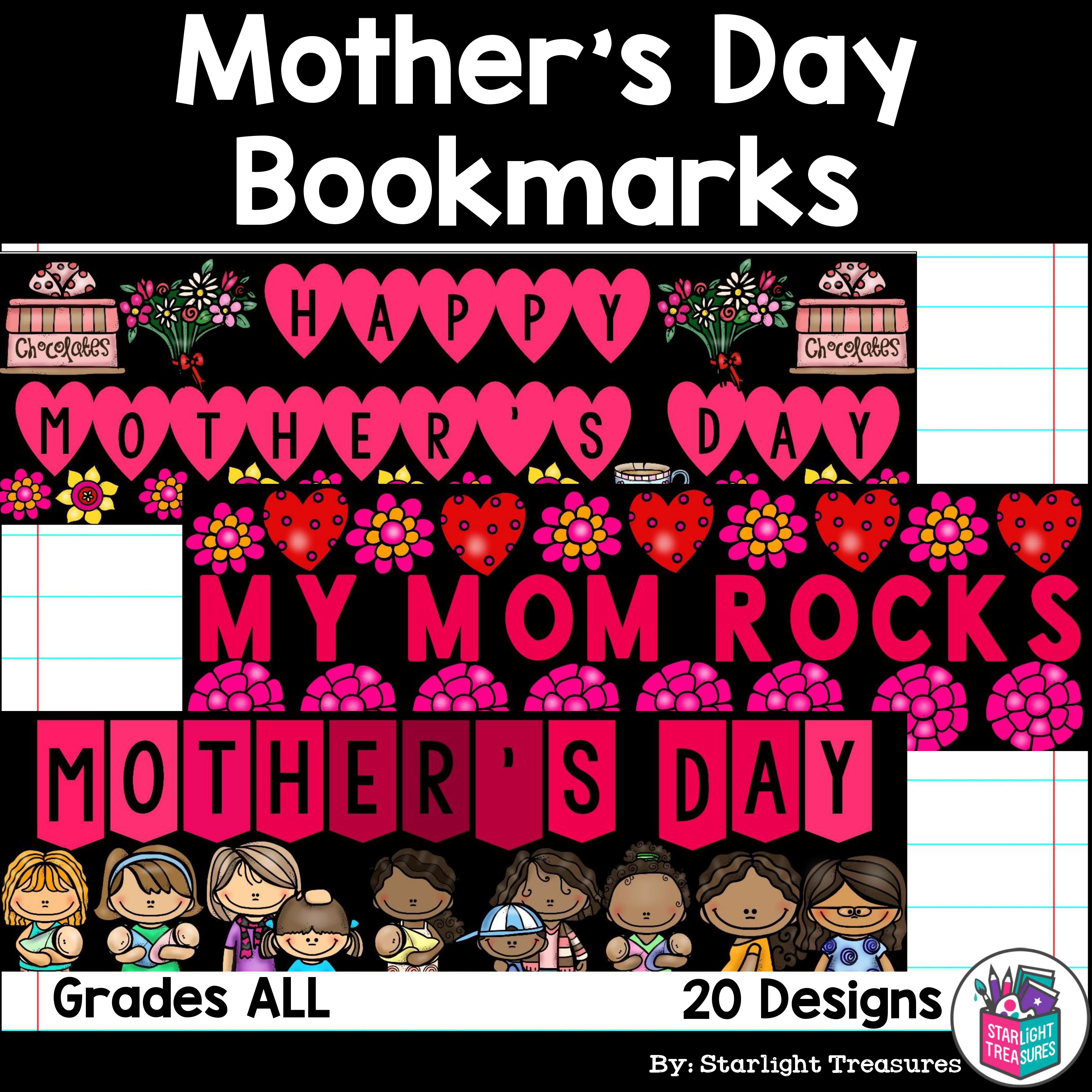 Mother's Day Cut n' Color Bookmarks- Black and White AND Full Color ...
