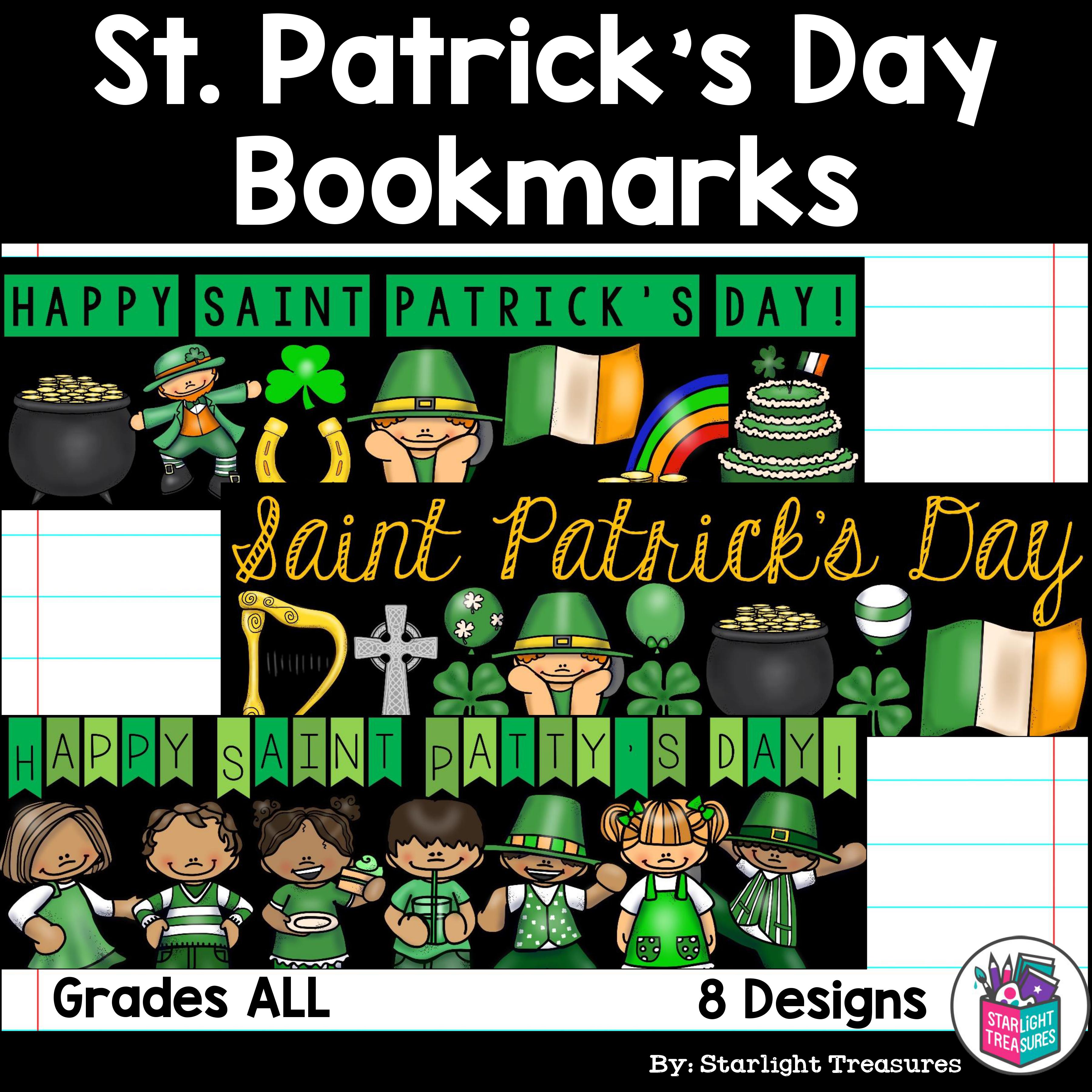 Saint Patrick's Day Cut n' Color Bookmarks- Black and White AND Full ...