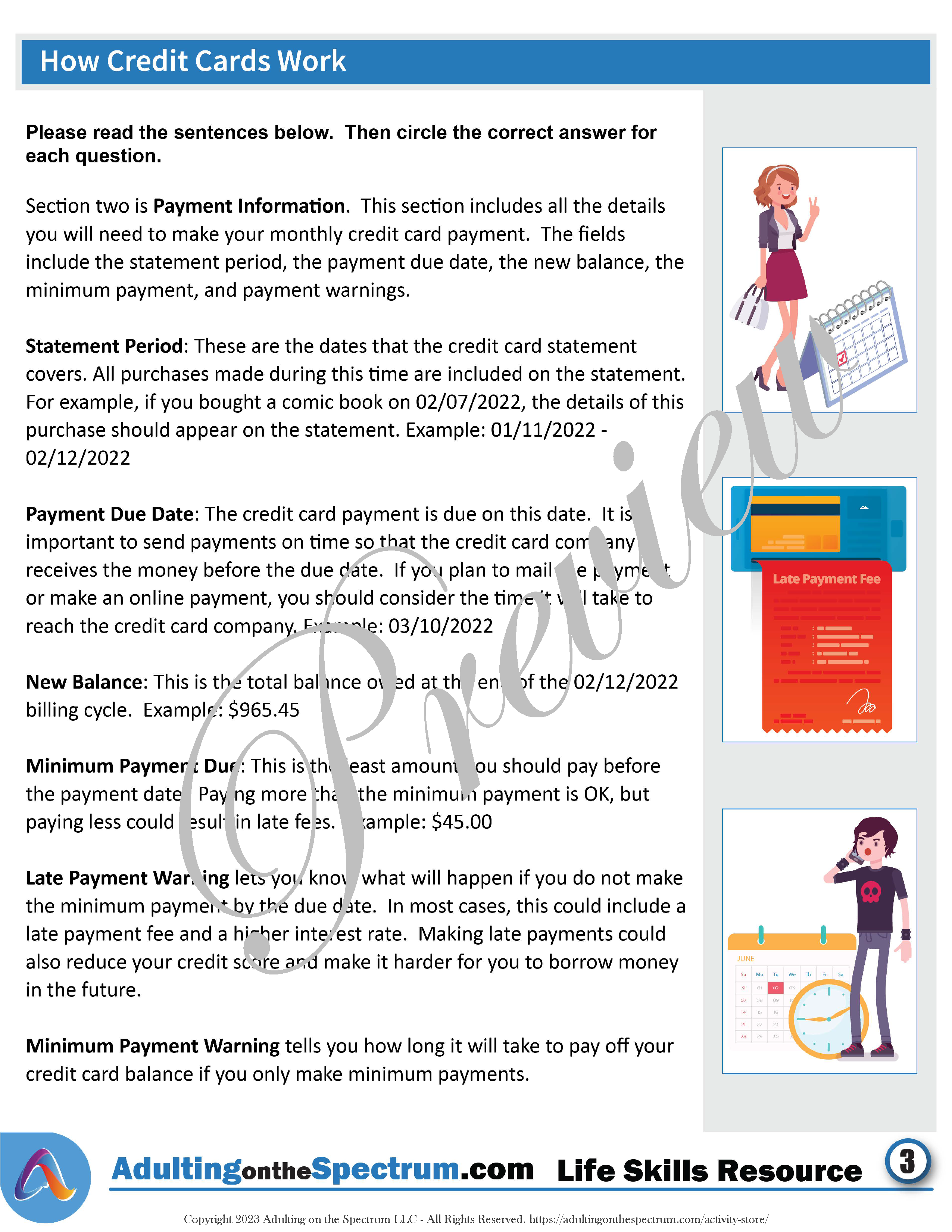 Practical Life Skills Activity for Teens and Adults - How Credit Cards ...