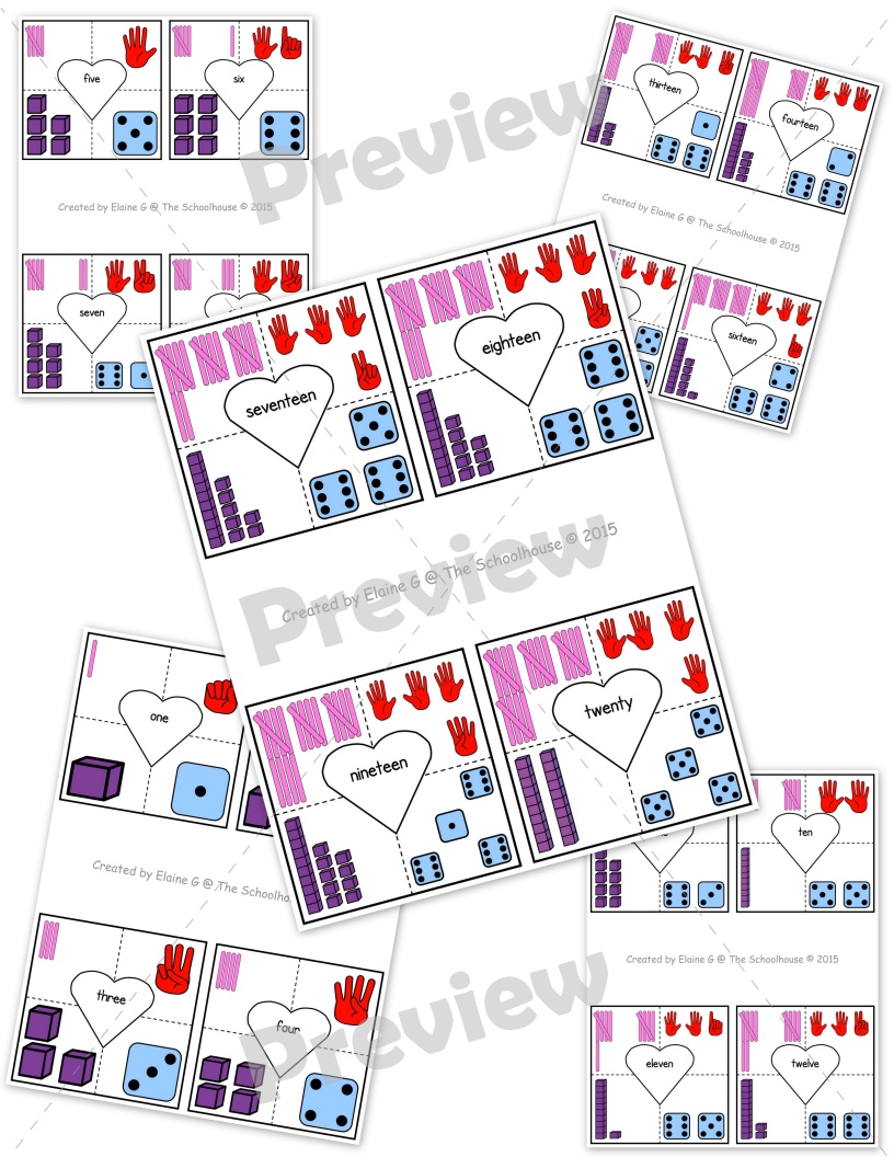 Valentine's Day Counting 1-20 Puzzle Cards - Classful