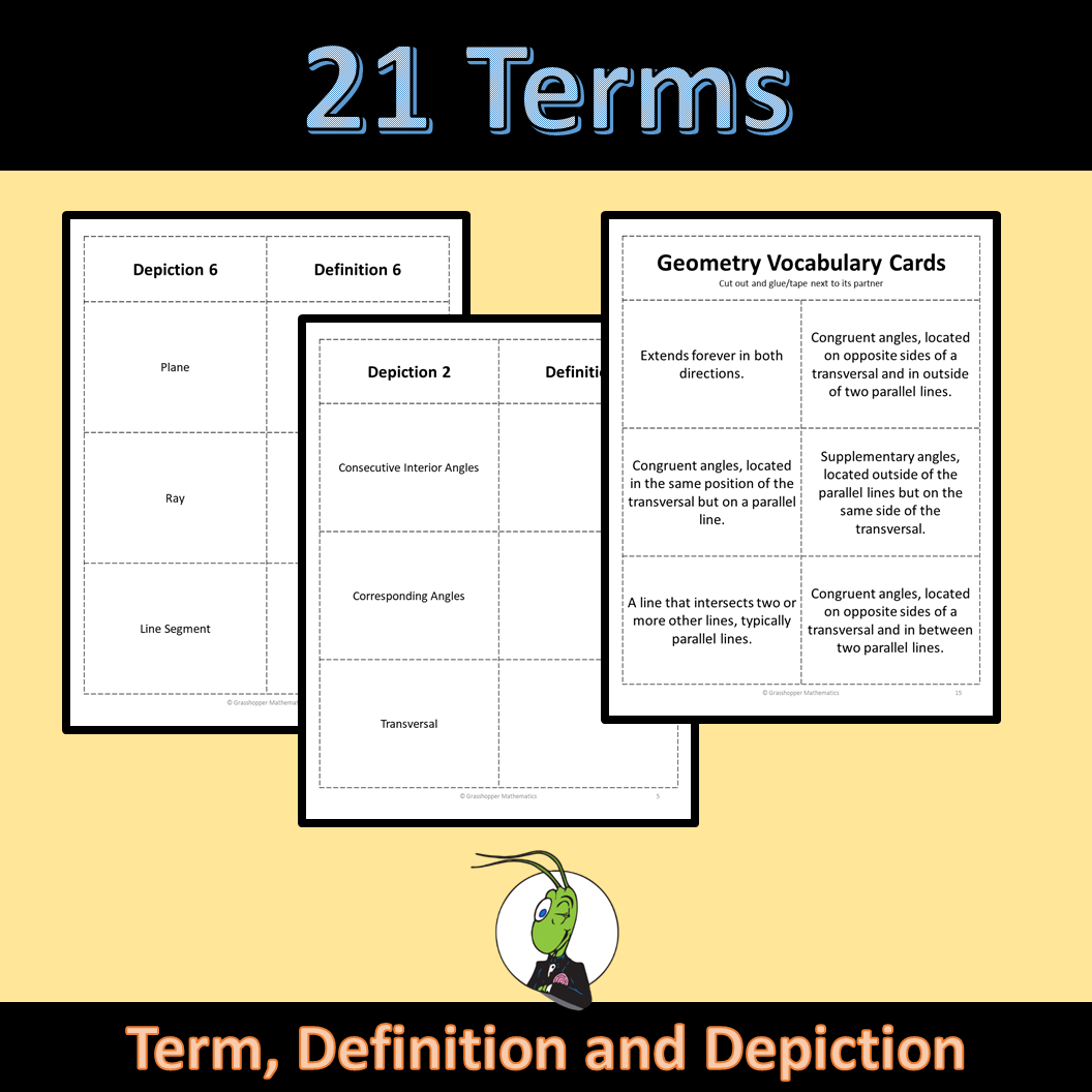Geometry Vocabulary Sorting Activity | Parallel Lines, Points, Rays ...