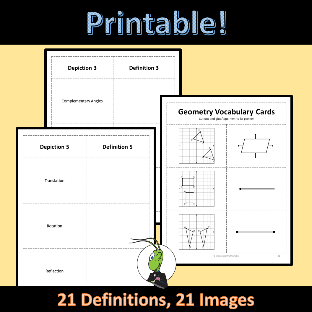 Geometry Vocabulary Sorting Activity | Parallel Lines, Points, Rays ...
