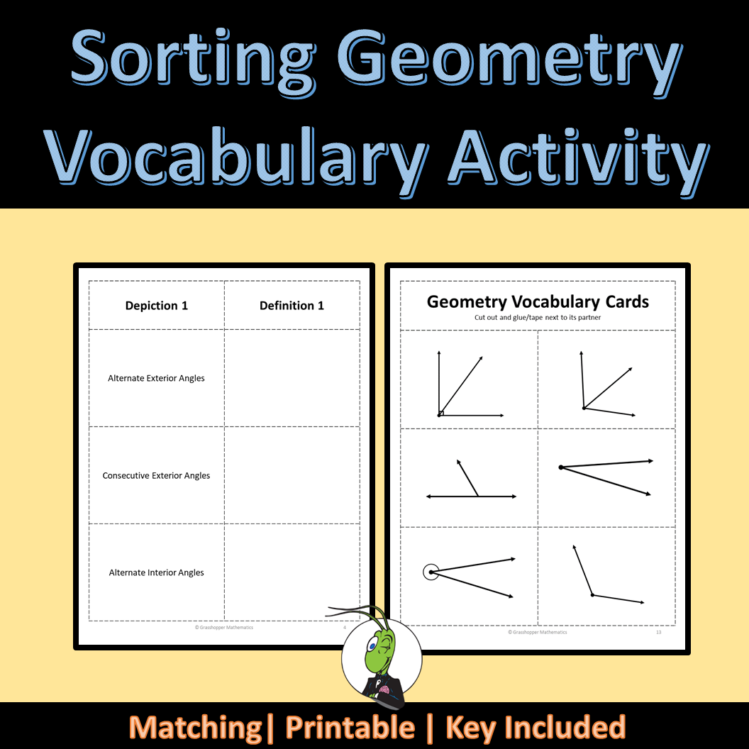 Geometry Vocabulary Sorting Activity | Parallel Lines, Points, Rays ...