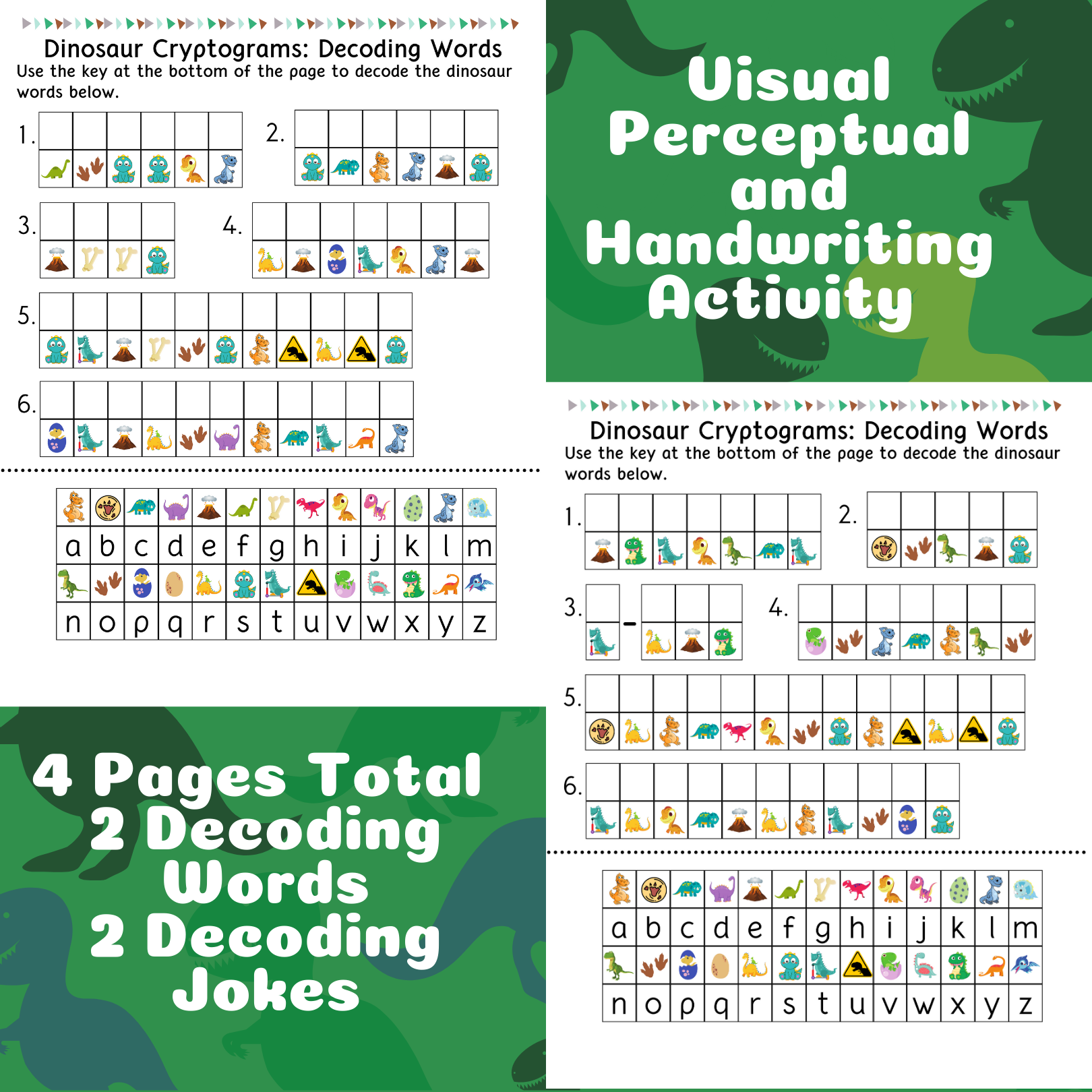 Dinosaur Cryptogram and Decoding Worksheets - Classful
