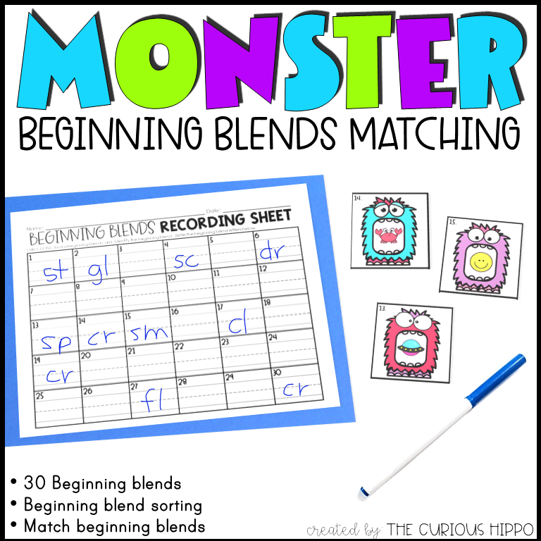 Beginning Blends Sorting - Monsters - Classful