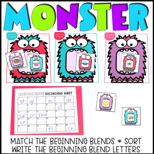 Beginning Blends Sorting - Monsters - Classful