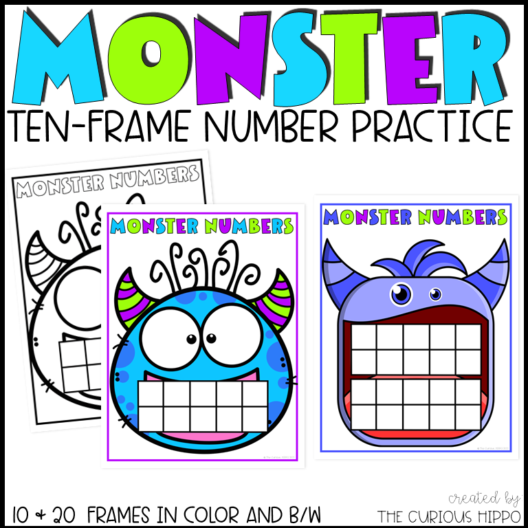 Ten Frames Number Practice - Monsters - Classful