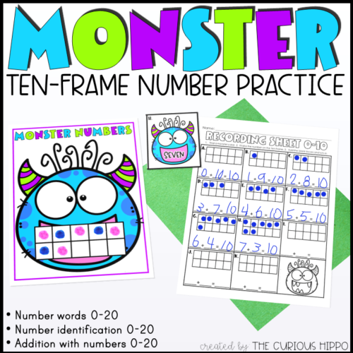 Ten Frames Number Practice - Monsters - Classful