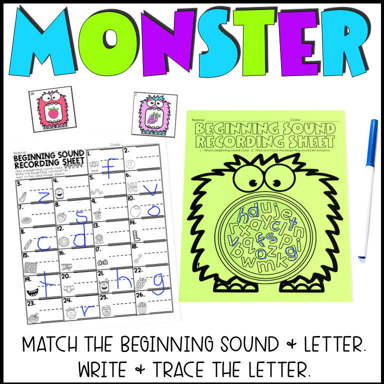 Beginning Sounds Matching - Monsters - Classful