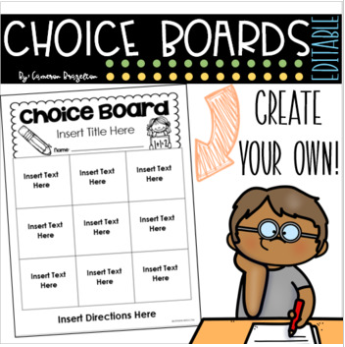 Choice Board Student Menu Tic Tac Toe Blank Templates Create Your Own ...