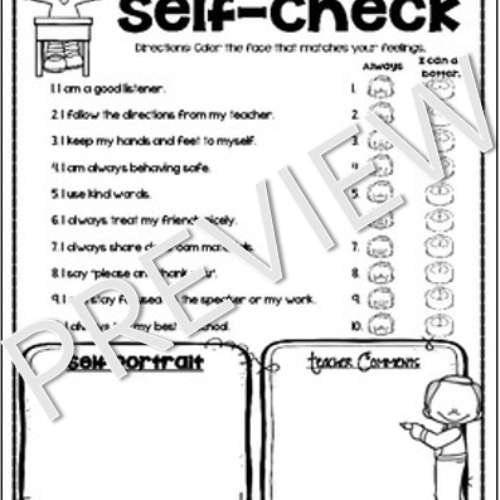 Student Self-Evaluation Reflection Checklist Survey Conferences Primary ...