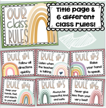 Classroom Rules Posters EDITABLE Back to School Boho Modern Rainbow ...