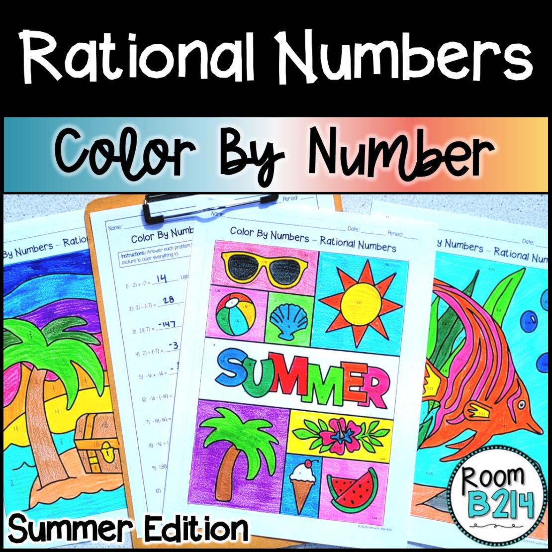 Rational Number Summer Color By Number TEKS 7.3A - Classful