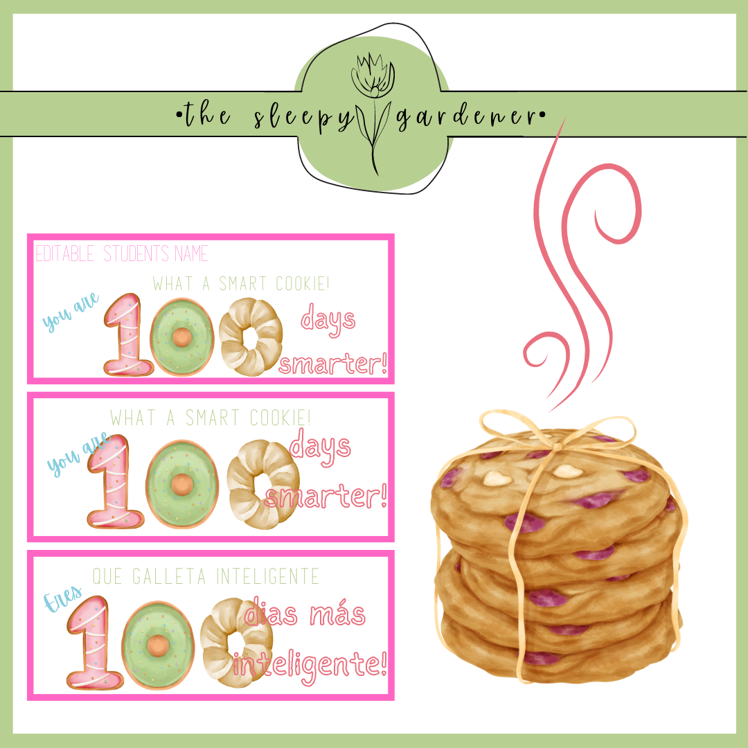 100 Days Of School Cookie Snack Bag Label | Editable | Spanish and ...