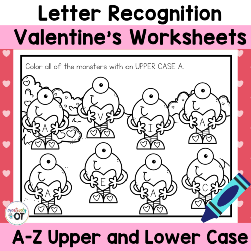Valentine's Day Mini Letter Recognition and Visual Scanning A-Z ...