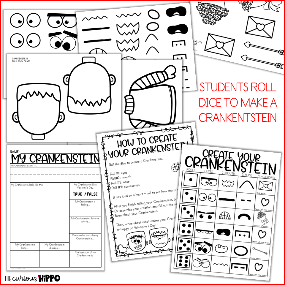 Crankenstein Valentine writing and craft activities - Classful