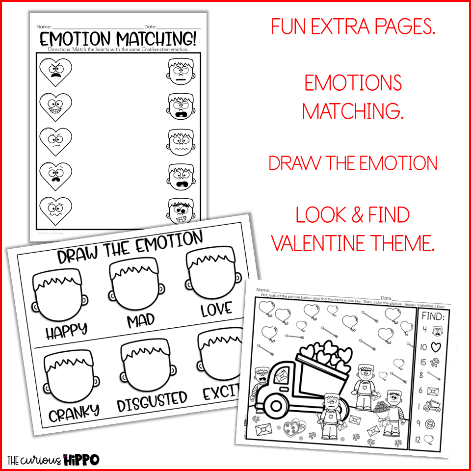 Crankenstein Valentine writing and craft activities - Classful