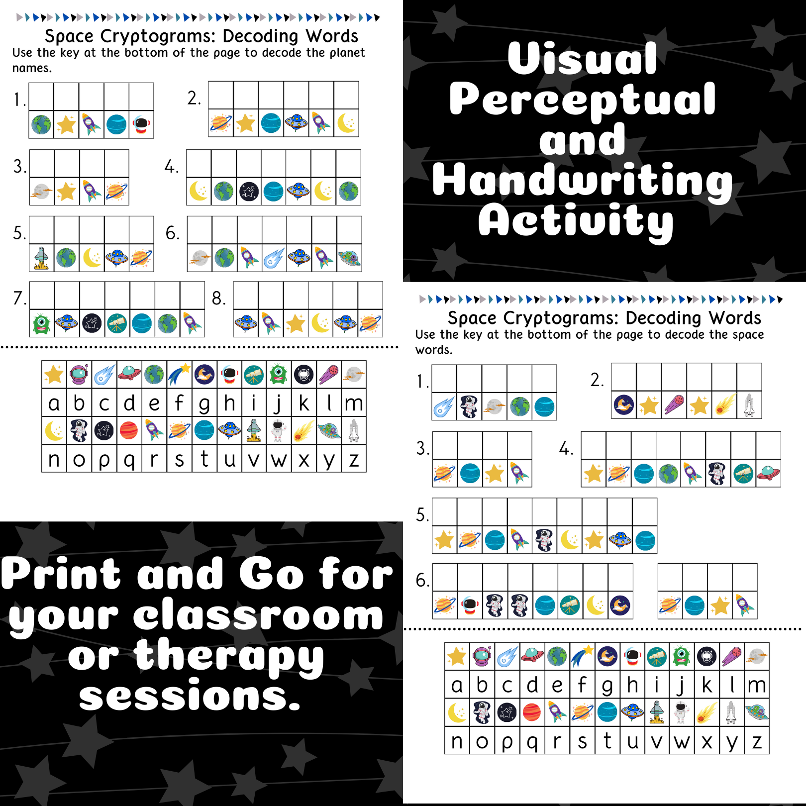 Space Cryptogram and Decoding Worksheets - Classful