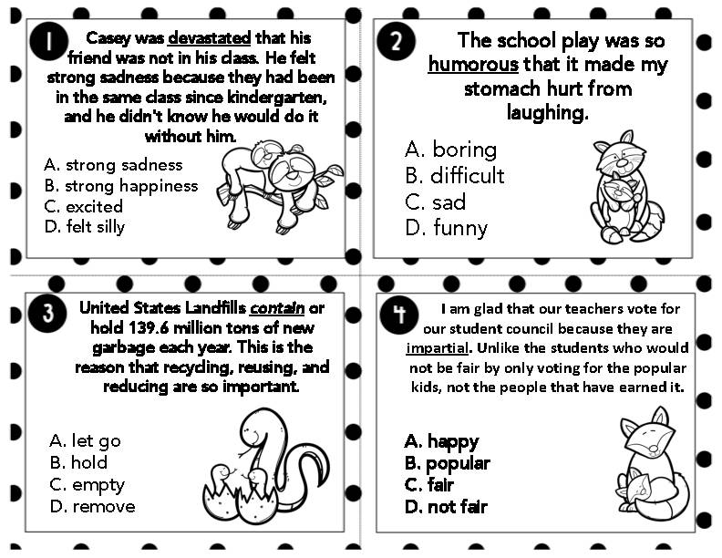 Context Clues Task Cards- Reading Comprehension - Classful