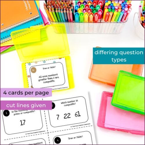 4th Grade Prime and Composite Numbers Math Task Cards - Classful