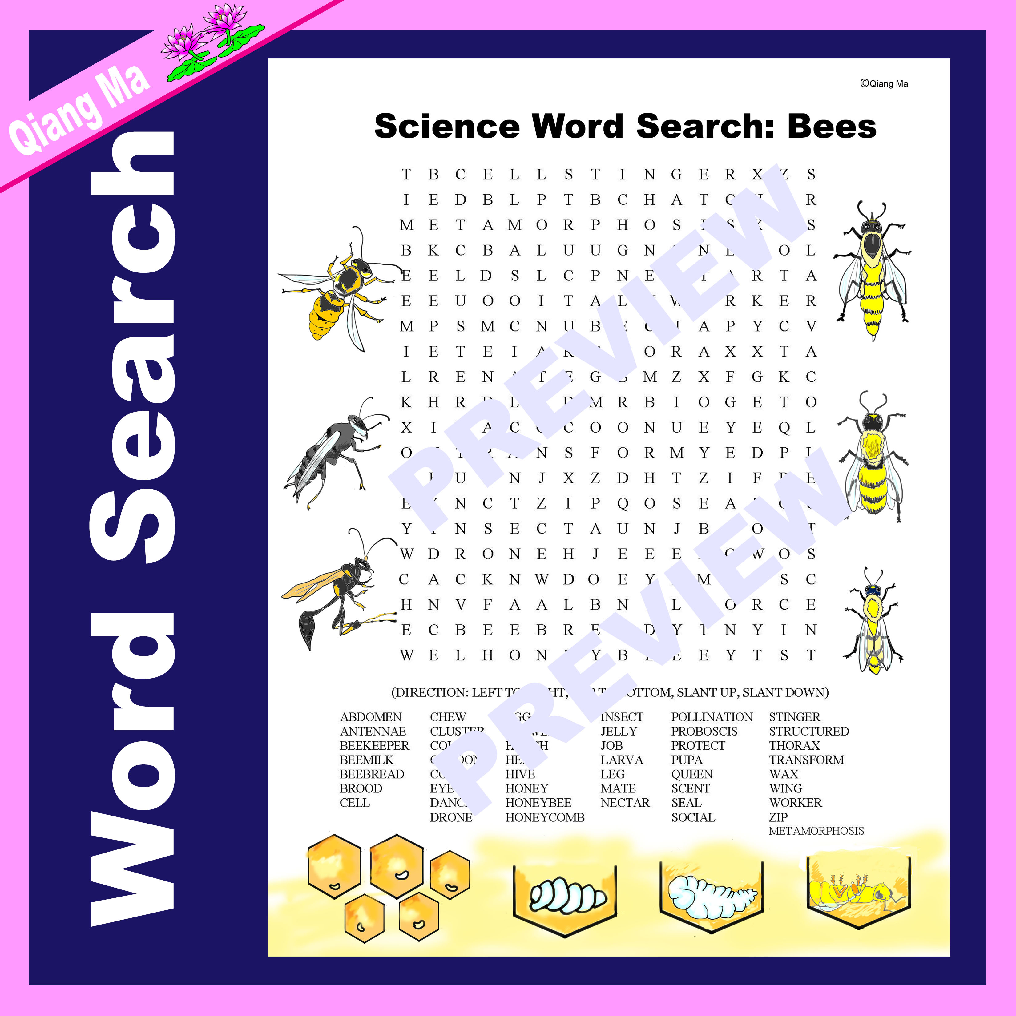 Science Word Search- Bees - Classful
