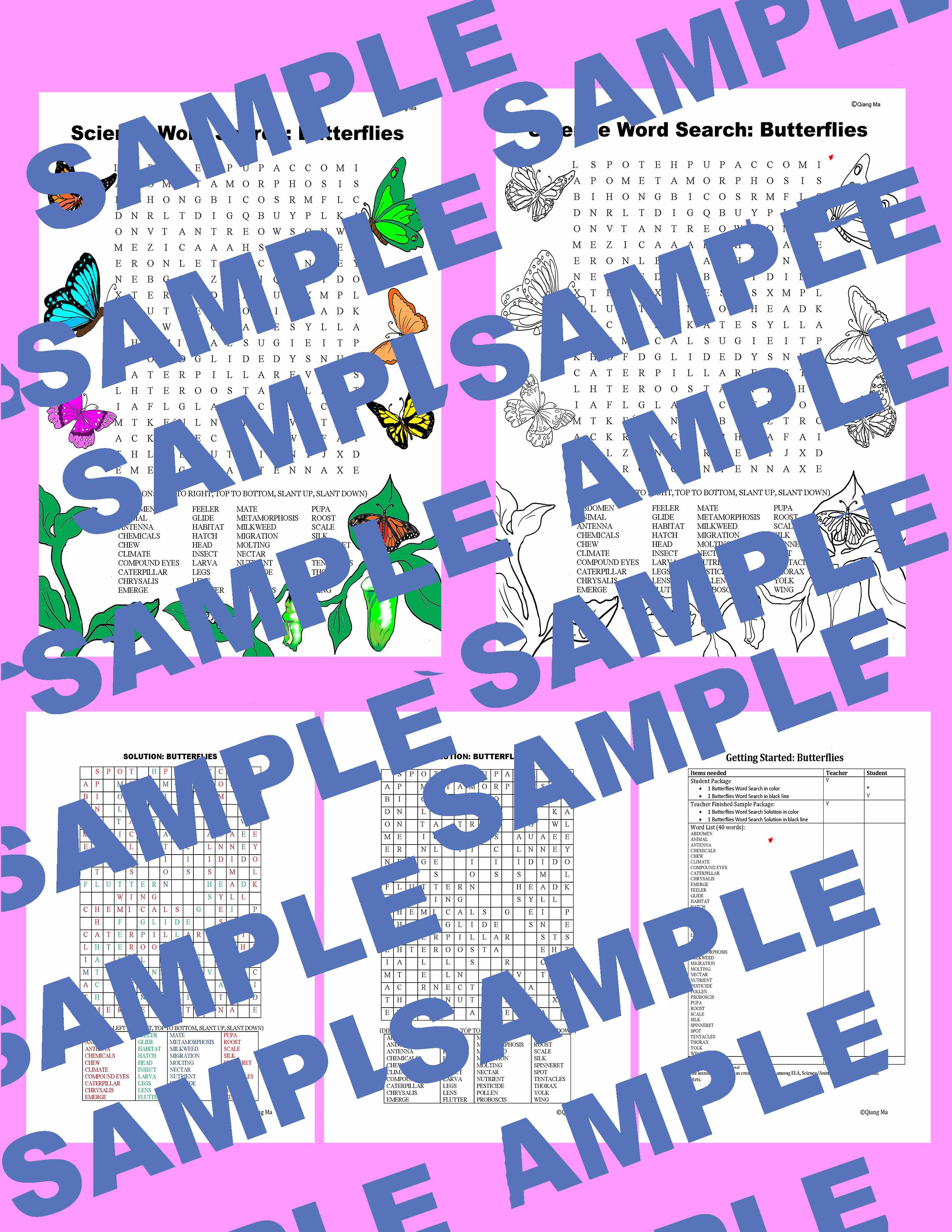 Science Word Search- Butterflies - Classful