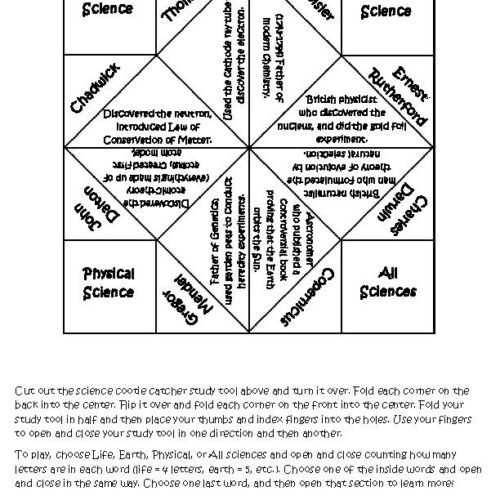 Science Cootie Catcher Study Tools - Classful
