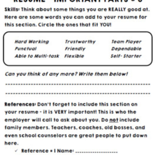 Life Skills - Job Skills - Resume Writing - Special Education - Classful
