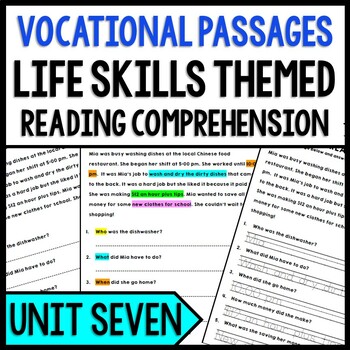 Life Skills - Job Skills - Vocational Reading Comprehension - Special ...