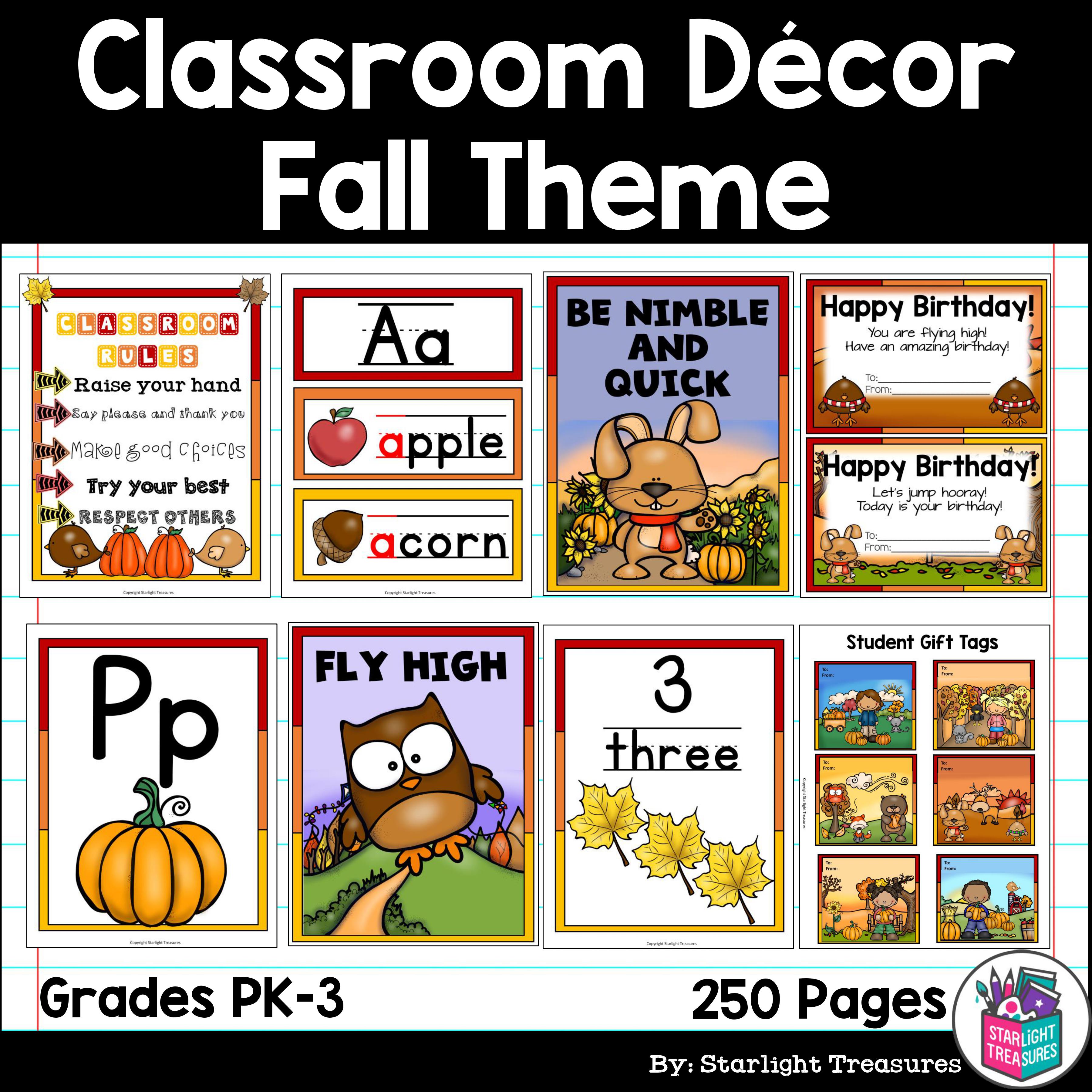 Classroom Decor Pack - Fall Theme - Classful