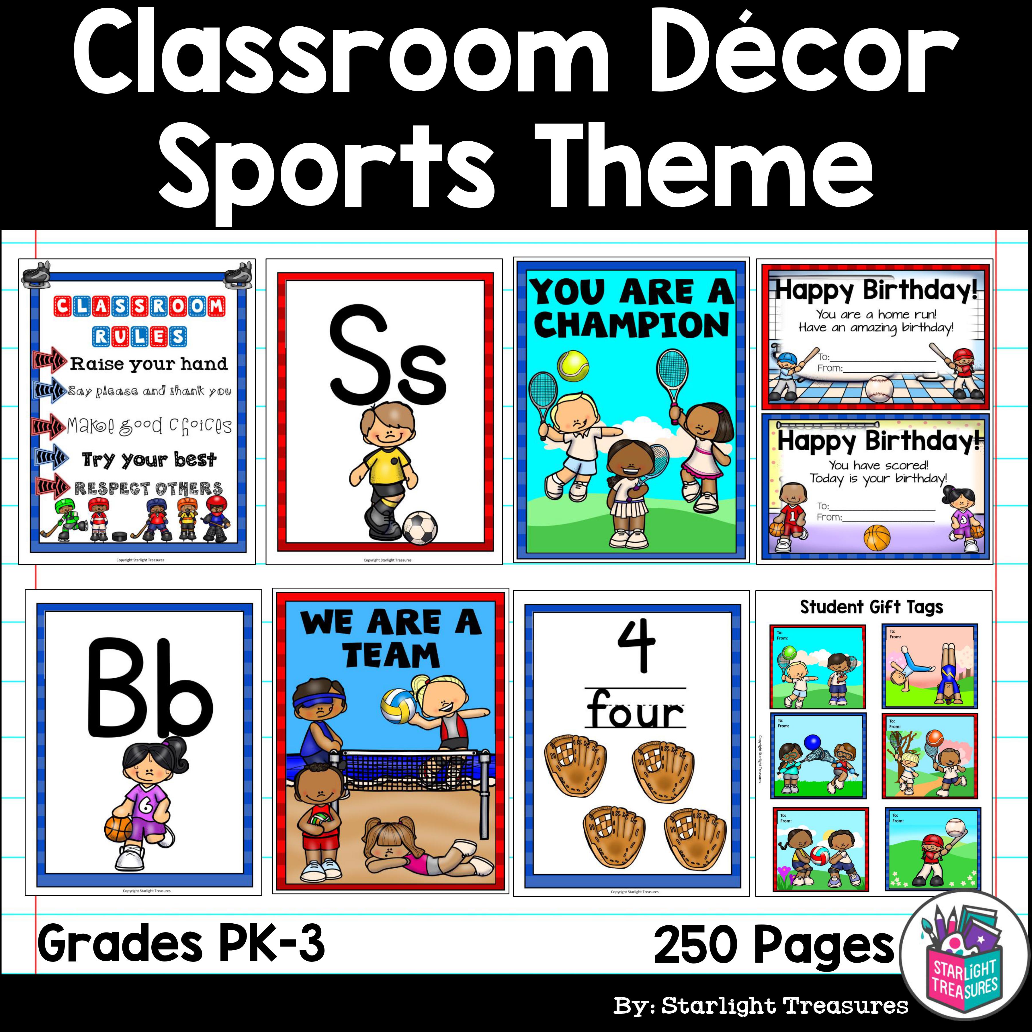 Classroom Decor Pack - Sports Theme - Classful